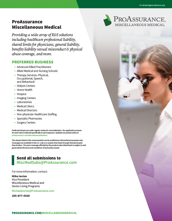 Miscellaneous Medical | ProAssurance